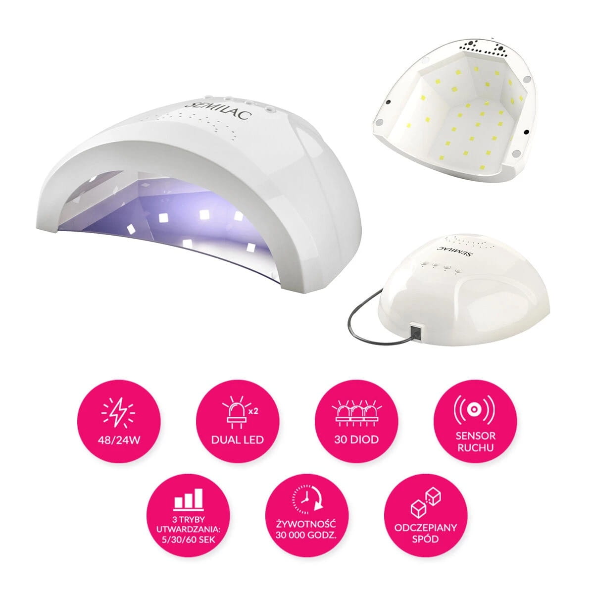 Semilac Zestaw konfigurowalny Semilac LOVE ME 24W/48 UV LED Nasze Paznokcie