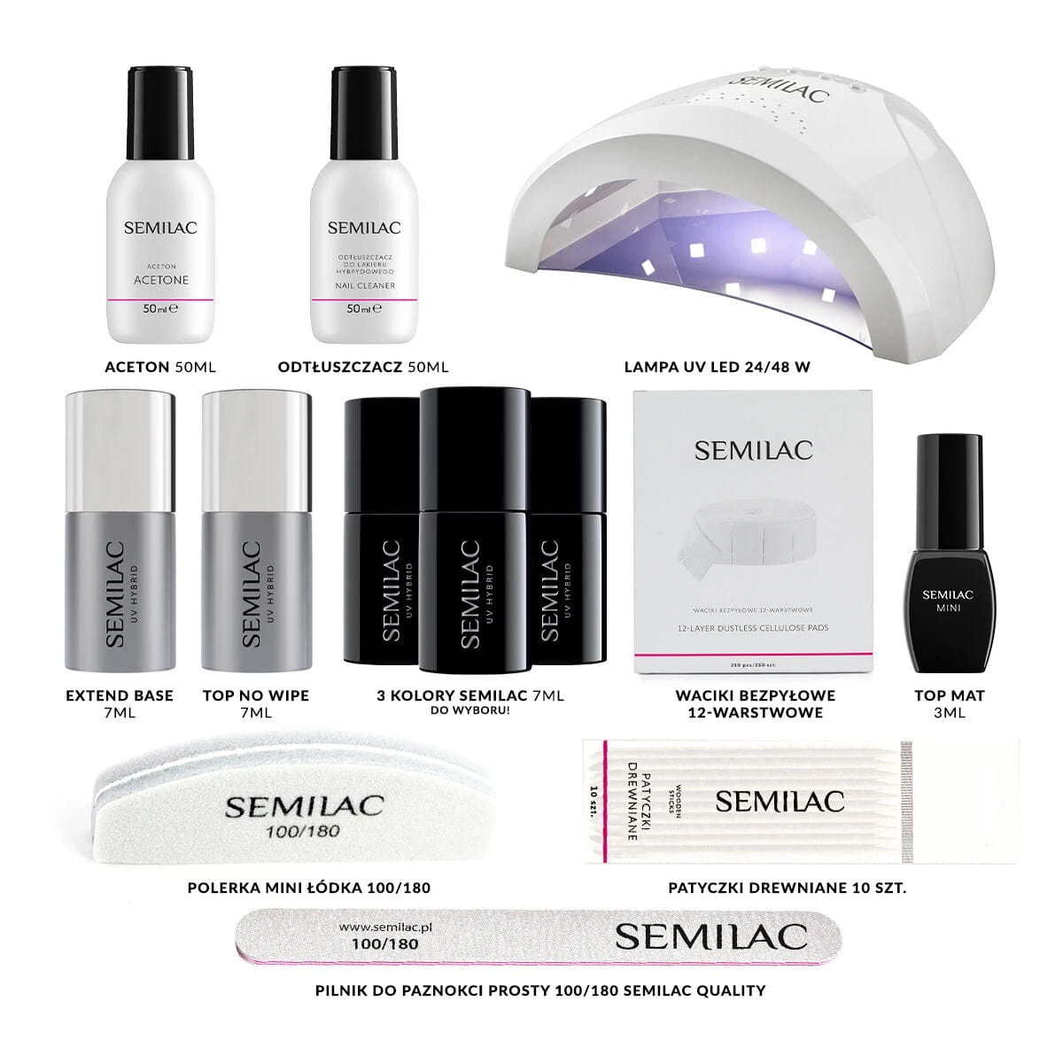 Semilac Zestaw konfigurowalny Semilac LOVE ME 24W/48 UV LED Nasze Paznokcie